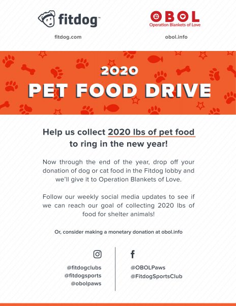 Help us collect 2020 lbs. during our pet food drive!